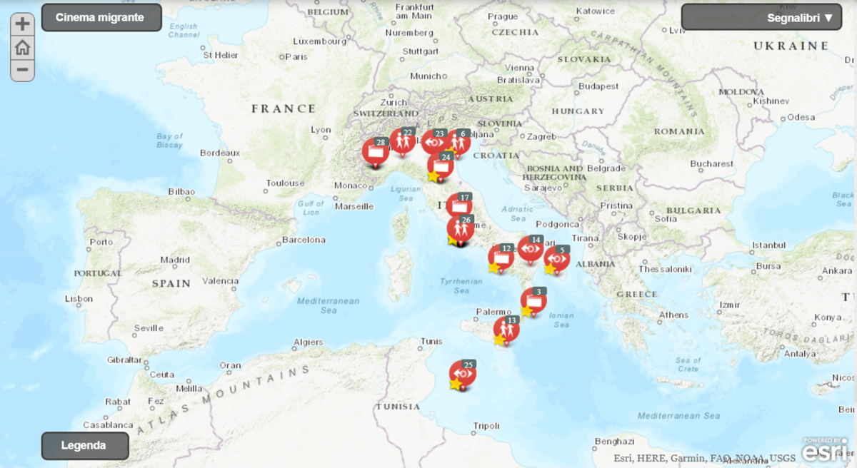 Map of the filmography on immigration in Italy - gisAction